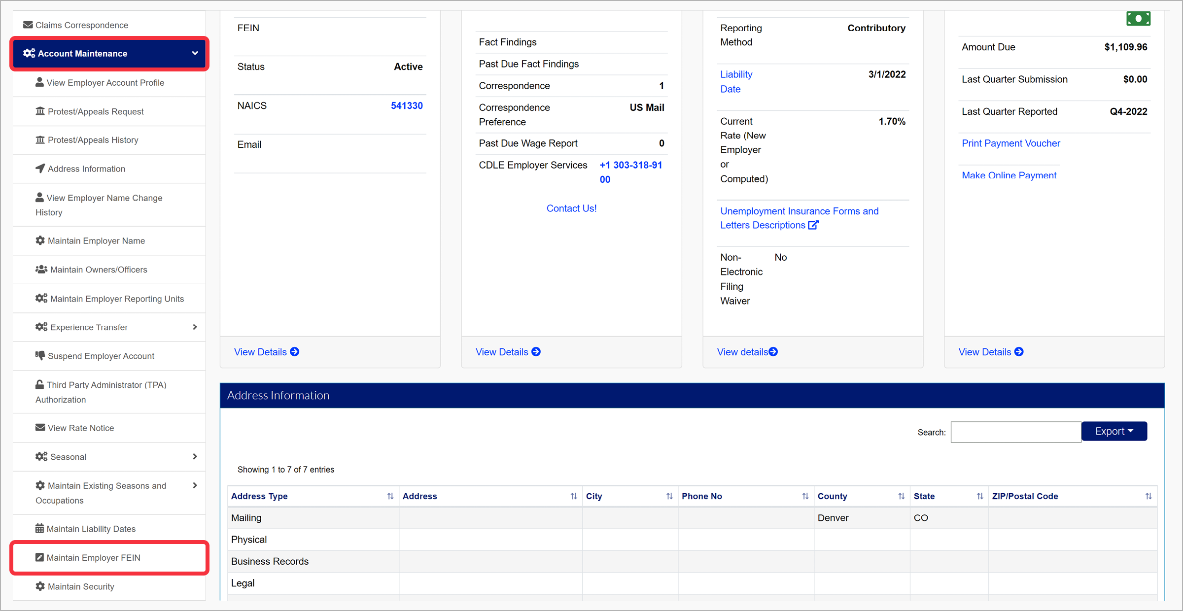 FEIN Corrections | Department of Labor & Employment
